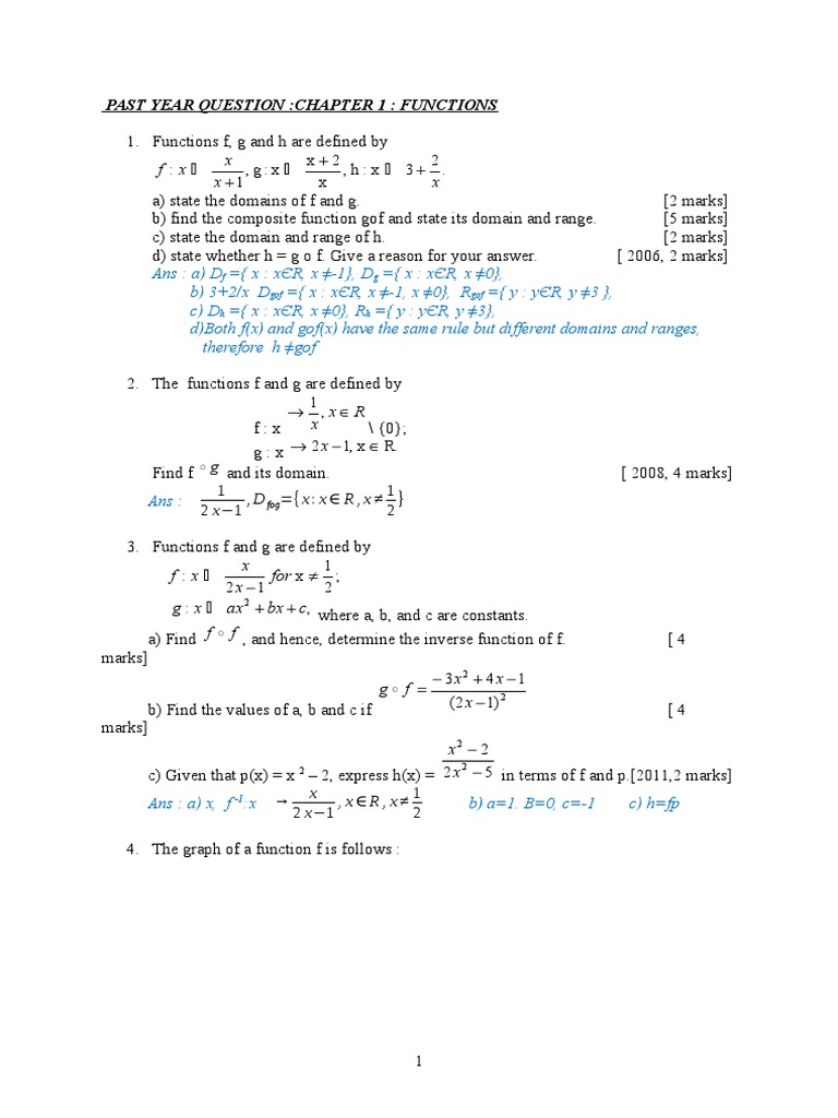 Past Year Functions STPM Math M | PDF | Factorization | Function ...