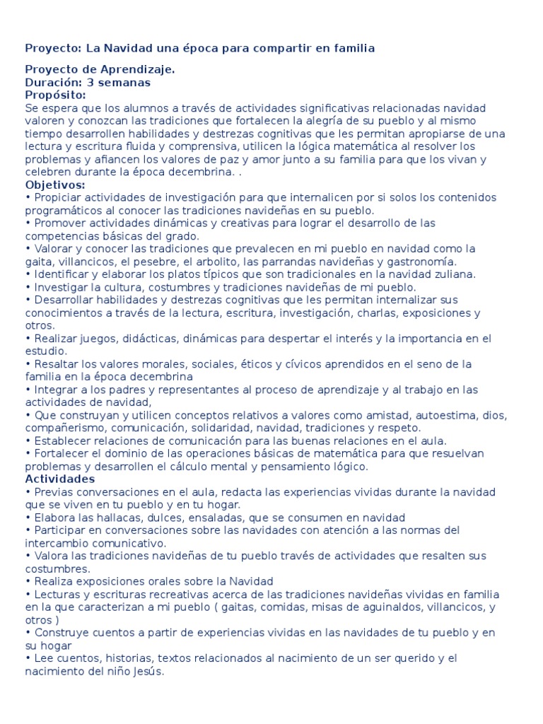 Proyecto La Navidad | PDF | Tradiciones navideñas | Navidad