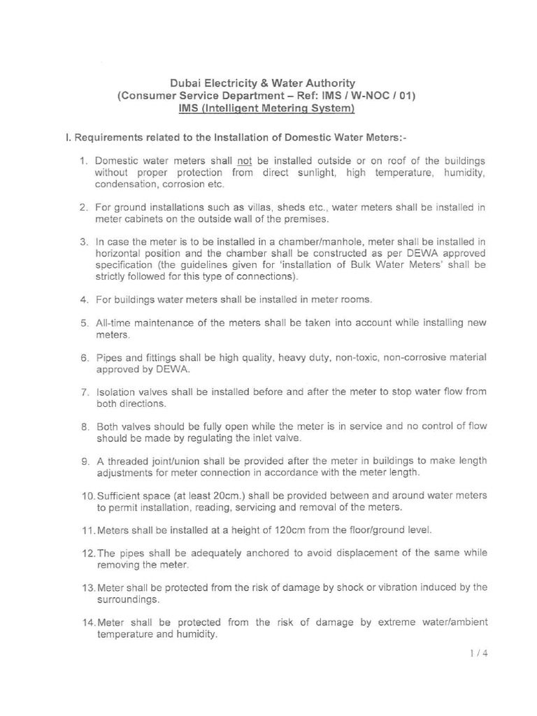 DEWA Water Meter Guidelines | PDF