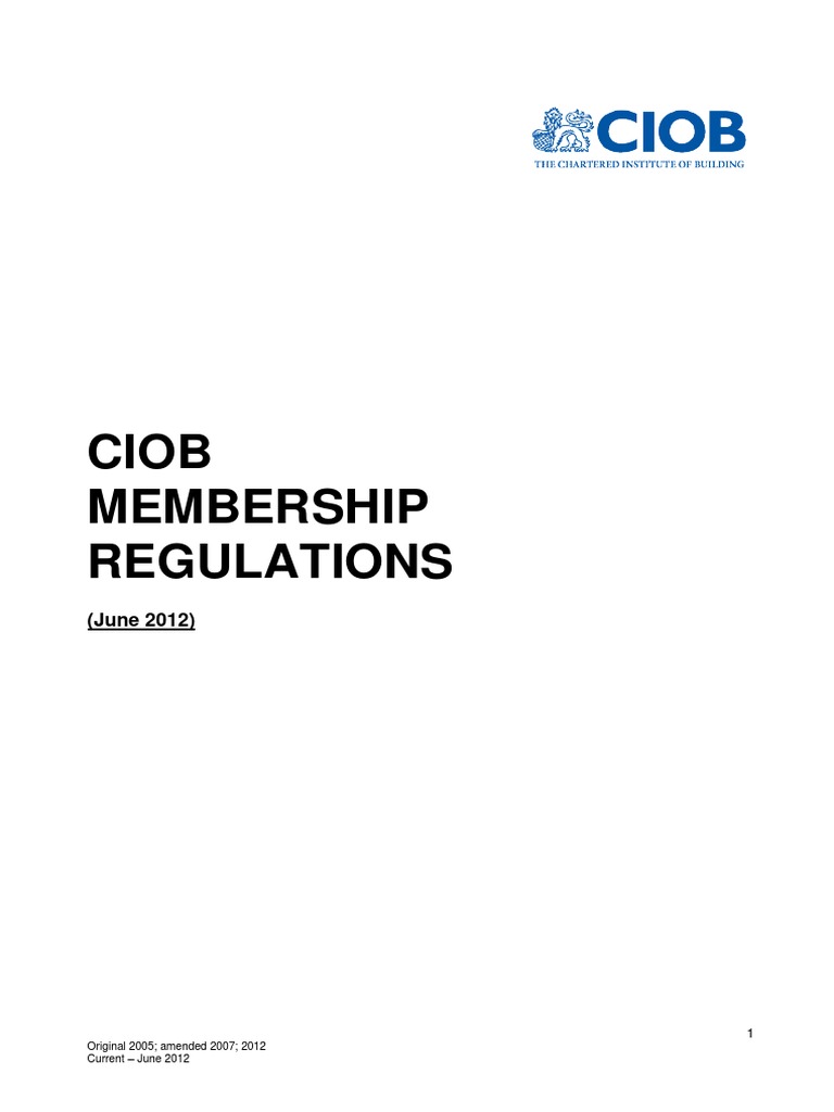CIOB Membership Regulations | PDF | By Law | Board Of Directors
