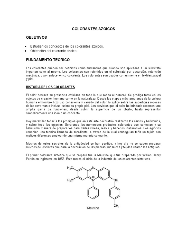 Colorantes Azoicos | PDF | Compuestos químicos | Sustancias químicas