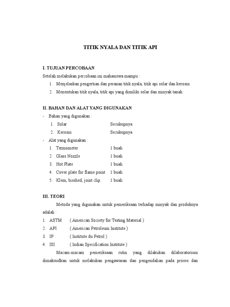 Titik Nyala Dan Titik API | PDF