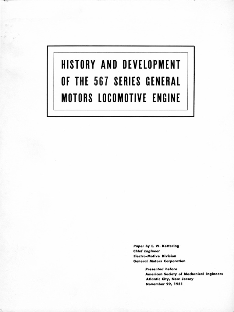 EMD 567 History and Development 1951 PDF | PDF | Internal Combustion Engine | Cylinder (Engine)