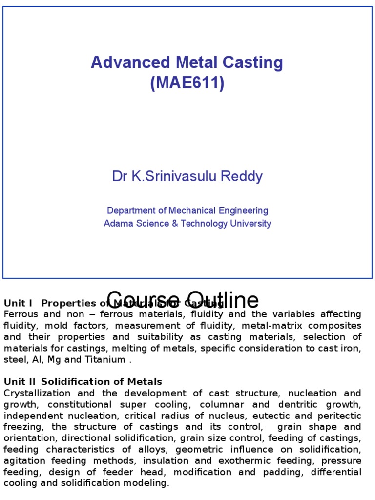 Advanced Metal Casting Techniques Overview | PDF | Casting ...