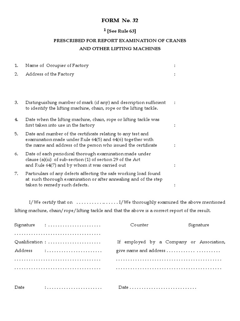 Factory Act Form No. 32 | PDF
