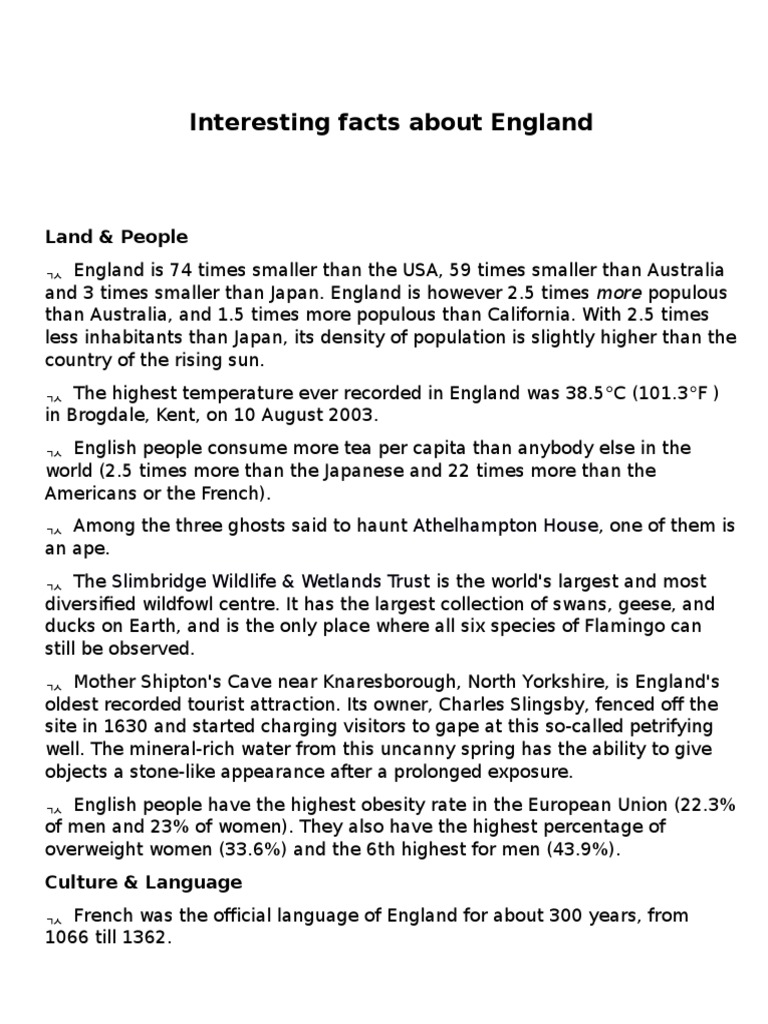 Interesting Facts About England | PDF | Postage Stamp | England