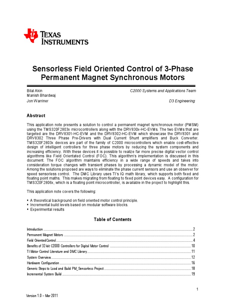 Sensorless Foc of PMSM Chu Y | PDF | Electric Motor | Electromagnetism