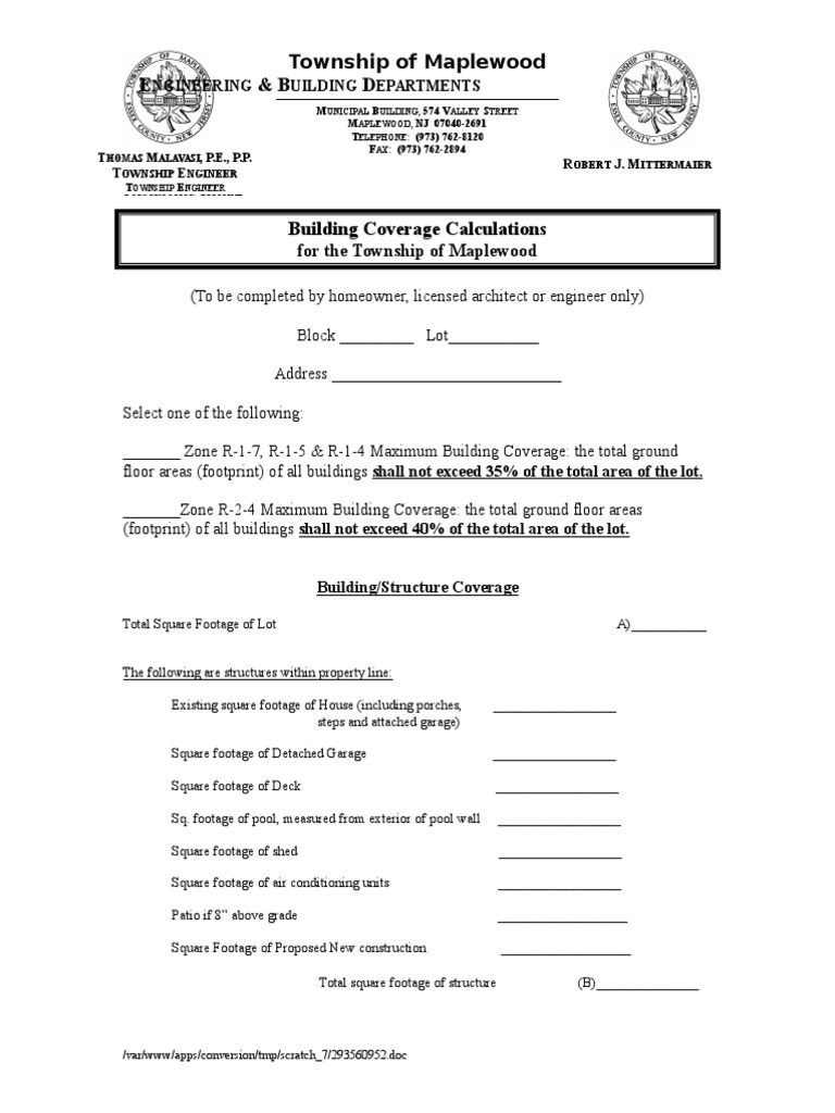 Building Coverage Calculations | PDF