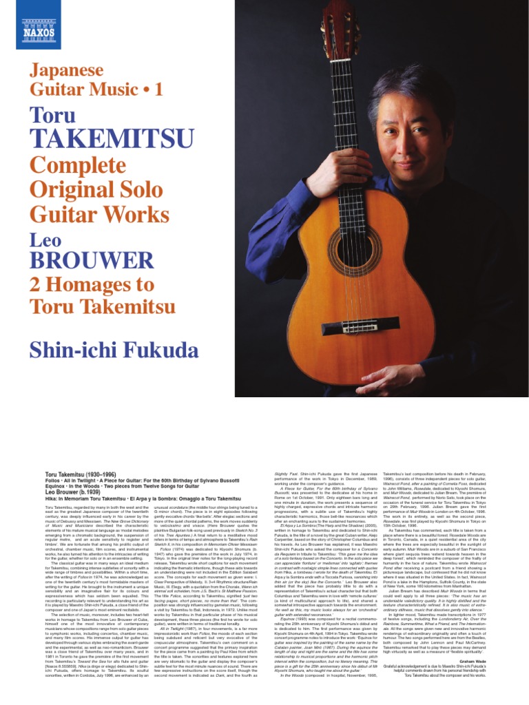Toru Takemitsu: Complete Original Solo Guitar Works by Takemitsu and ...