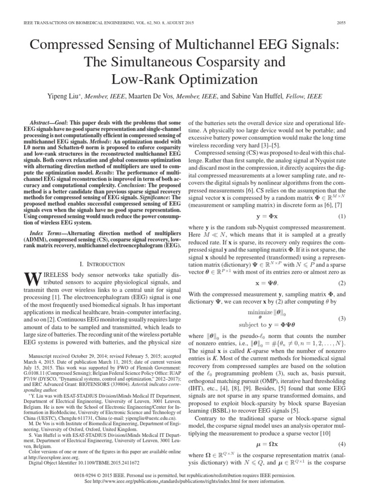 Compressed Sensing of Multichannel EEG Signals: The Simultaneous Cosparsity and Low-Rank ...