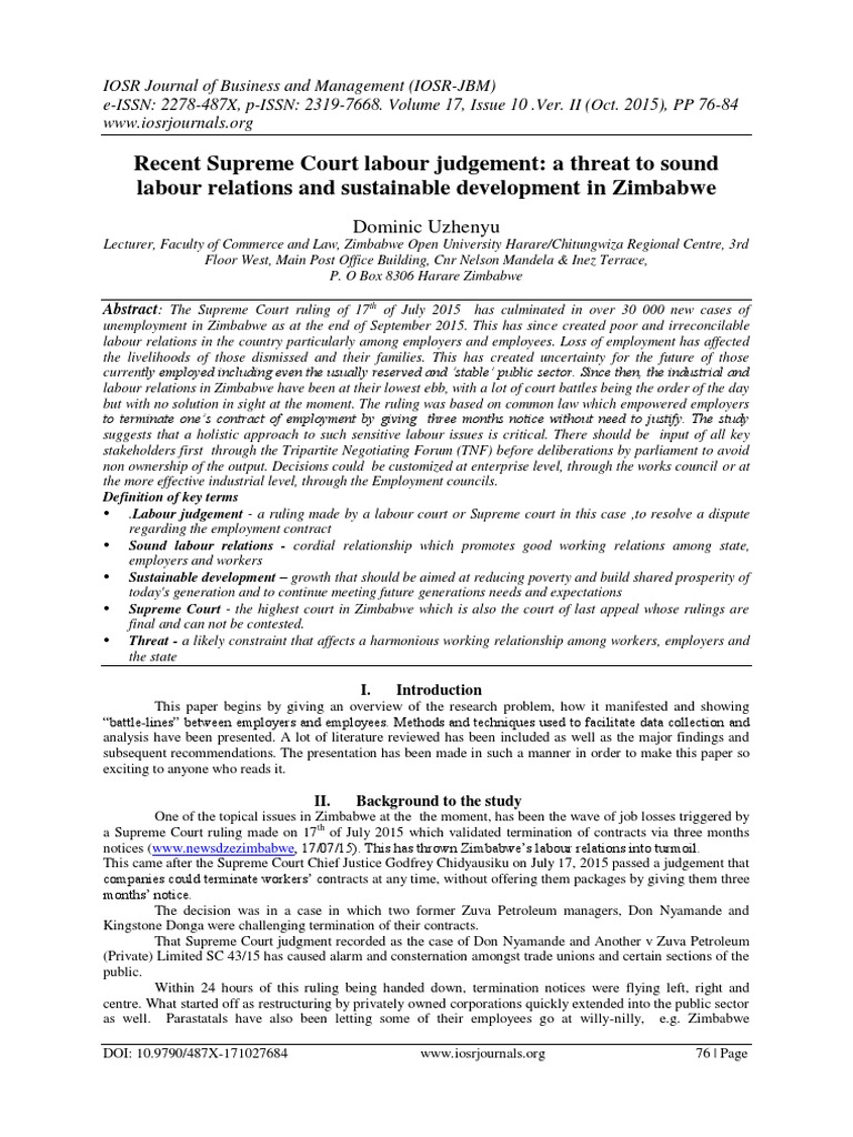 Recent Supreme Court Labour Judgement: A Threat To Sound Labour ...