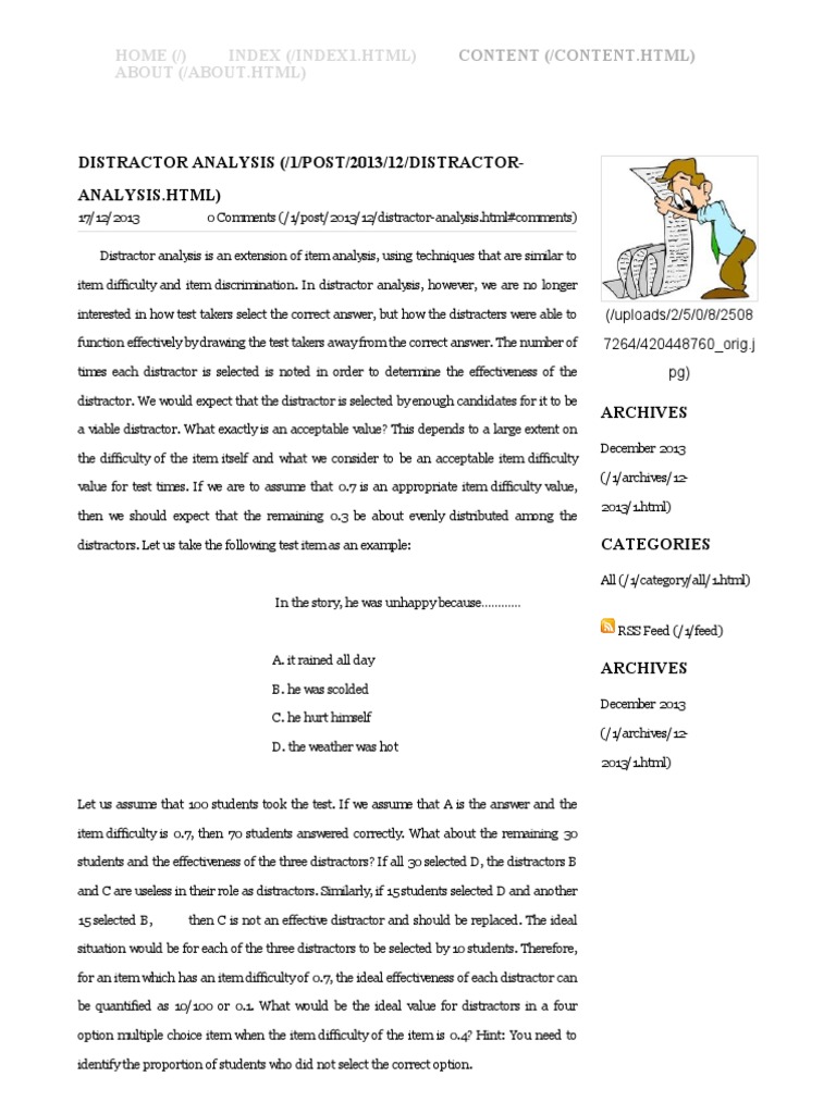 Distractor Analysis - Test Item Analysis | PDF | Multiple Choice ...