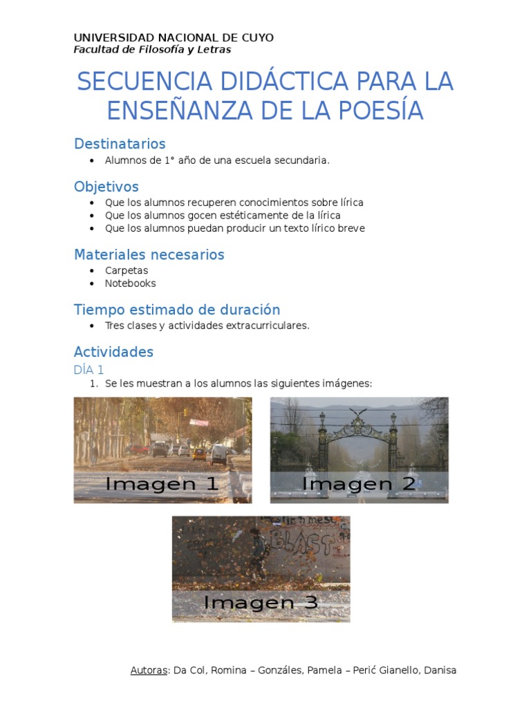 Secuencia Didáctica: Enseñanza de Poesía | PDF | Imagen | Maestros
