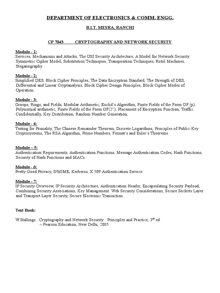CP 7043 Cryptography Network Security | PDF | Cipher | Cryptography