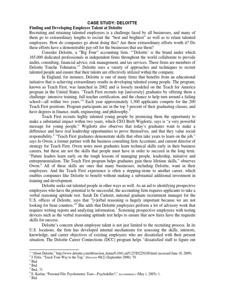 Case Study: Deloitte Finding and Developing Employee Talent at Deloitte ...