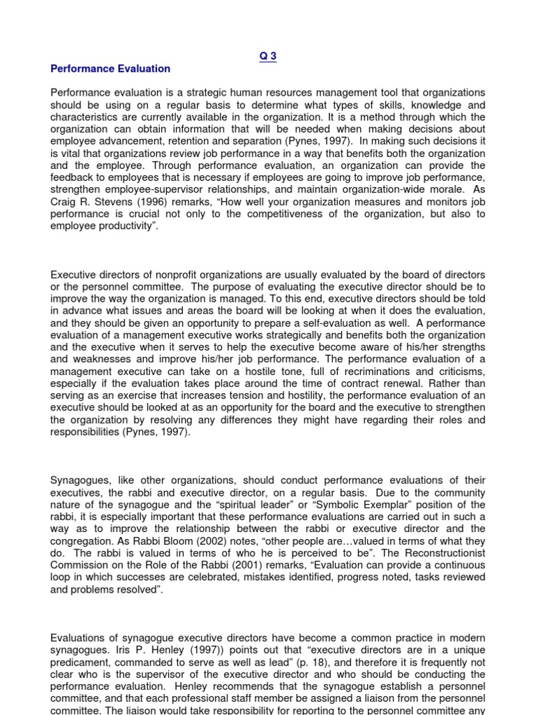 Performance Evaluation | PDF | Performance Appraisal | Rabbi