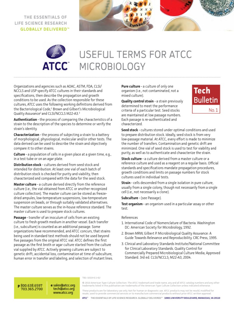 Useful Terms For Atcc Microbiology: Globally Delivered™ | Download Free ...