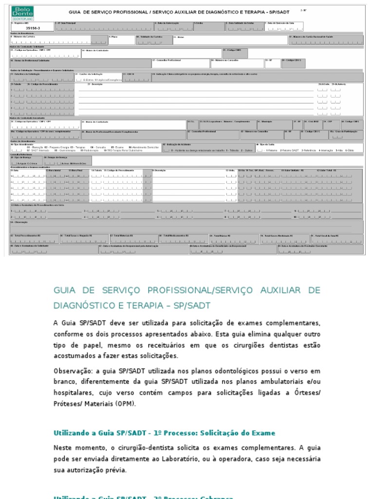 Sadt Guia de Servico Profissional | PDF | Dentista | Odontologia