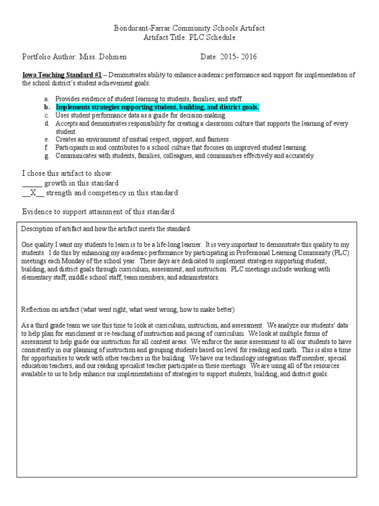 Iowa Teaching Standard #1 - Demonstrates Ability To Enhance Academic ...