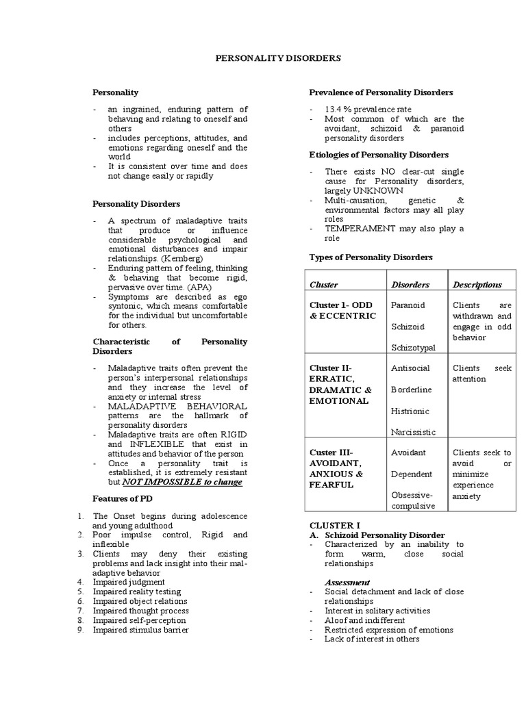 Personality Disorders | PDF | Personality Disorder | Mental And ...