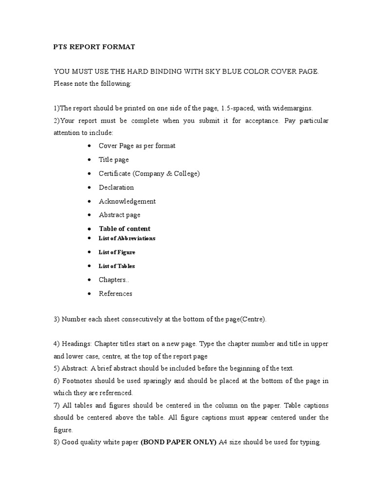 PTS Report Formatting Guidelines | PDF | Art
