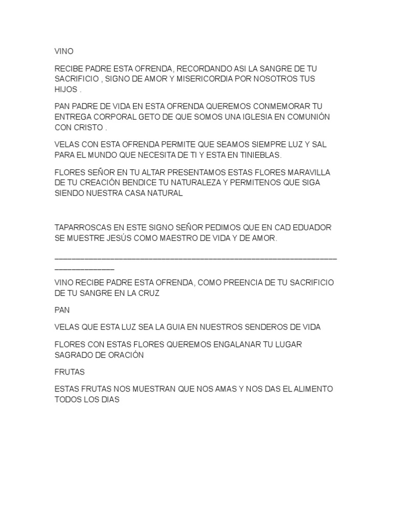 Moniciones de Ofrendas | PDF