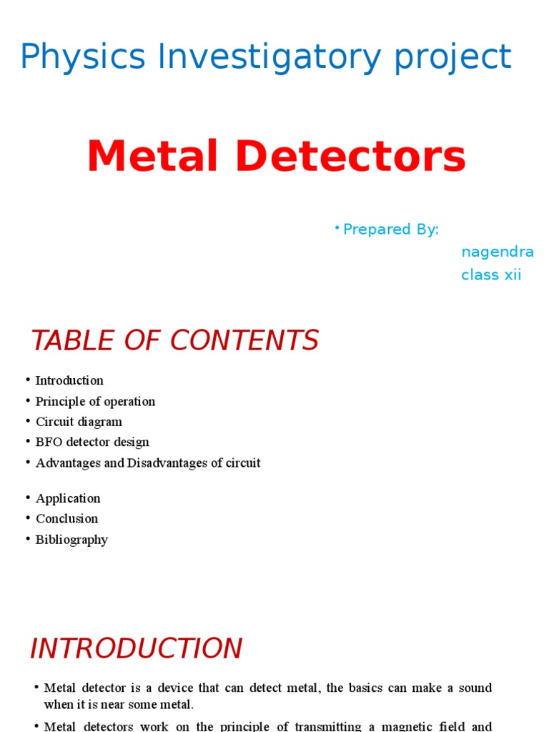 Physics Investigatory Project: Metal Detectors | PDF | Detector (Radio ...