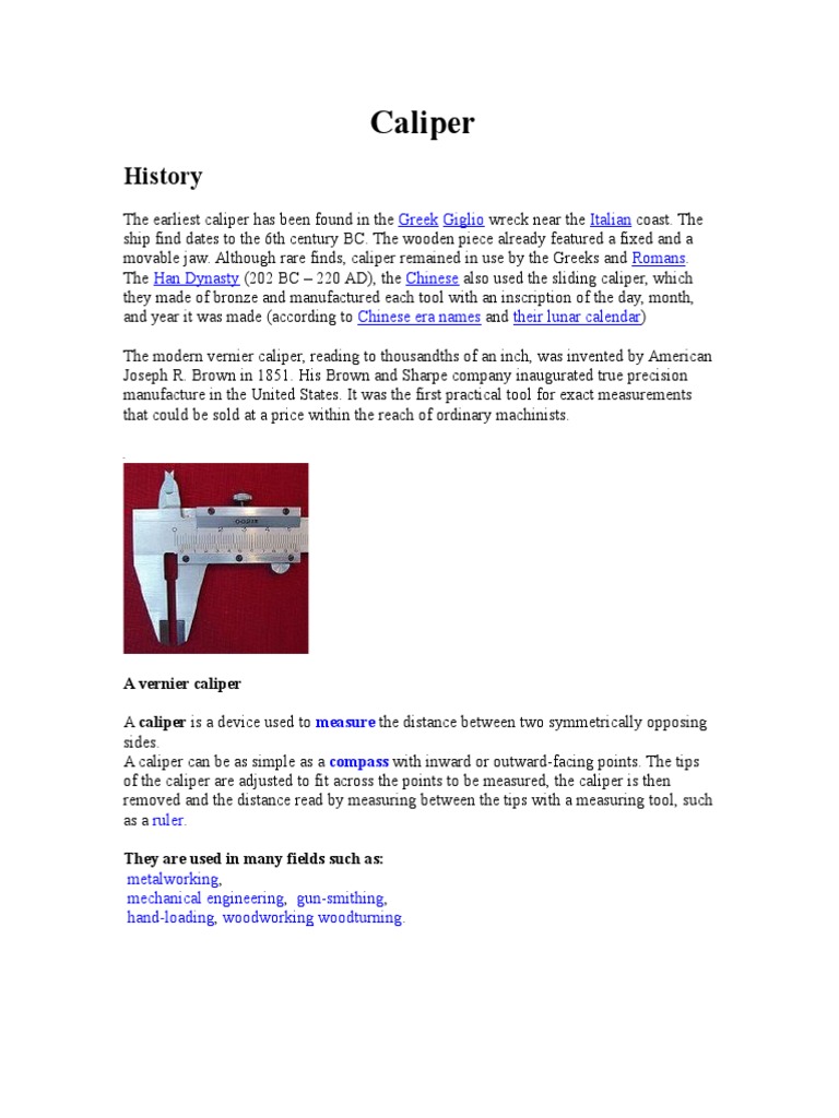 Caliper: History | Download Free PDF | Tools | Scientific Observation