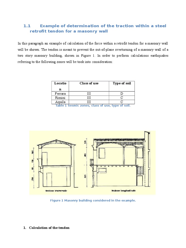Example of Determination of The Traction Within A Steel Retrofit Tendon ...