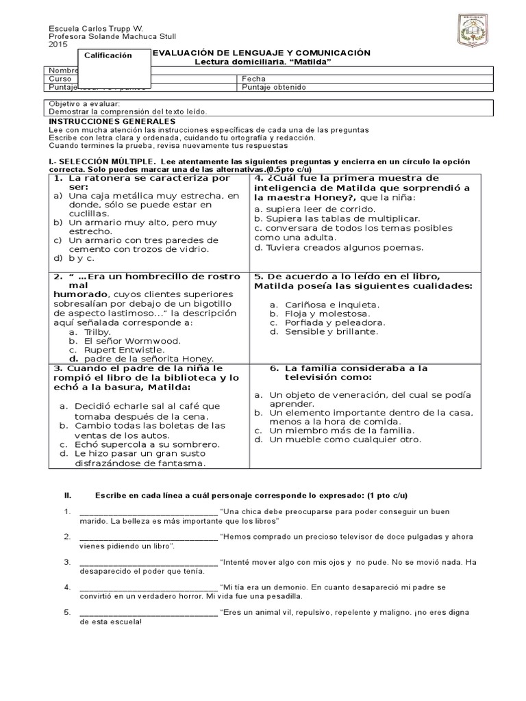 Prueba de Matilda | PDF | Ocio