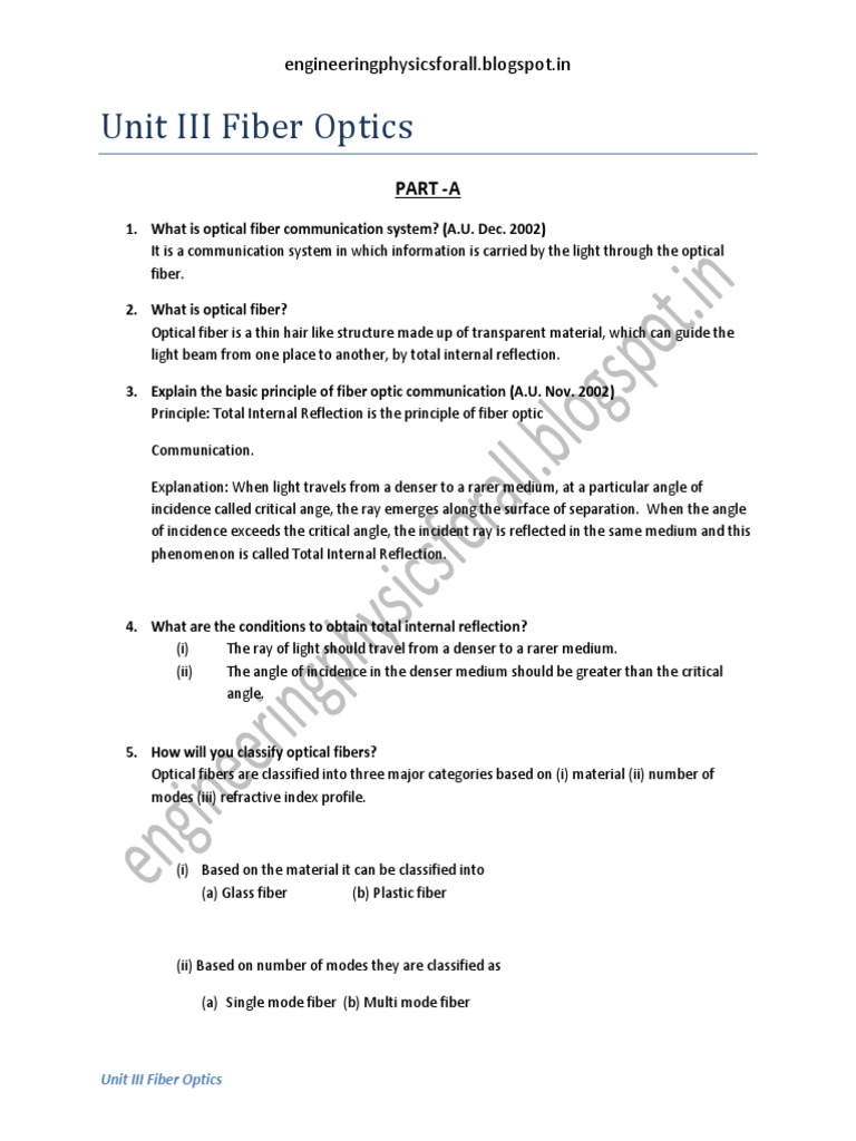 Unit III Fiber Optics | PDF | Optical Fiber | Attenuation