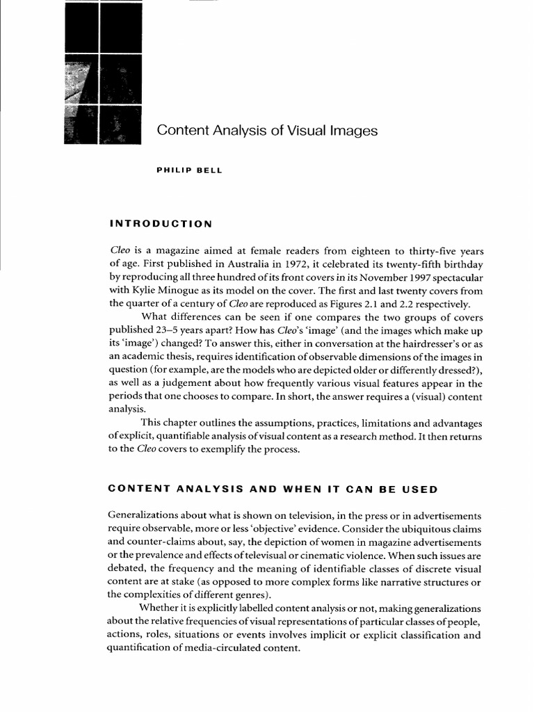 Content Analysis Of Visual Images Pdf Pdf Cent Music Validity