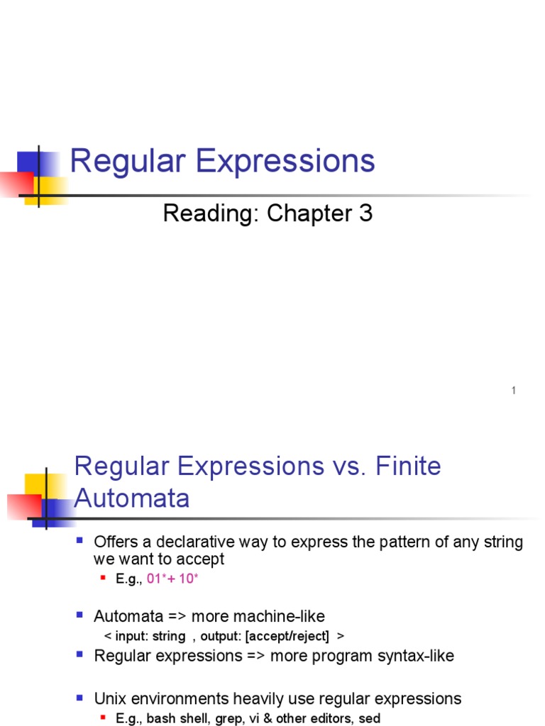 Regular Expressions: Reading: Chapter 3 | PDF | Regular Expression | Theoretical Computer Science