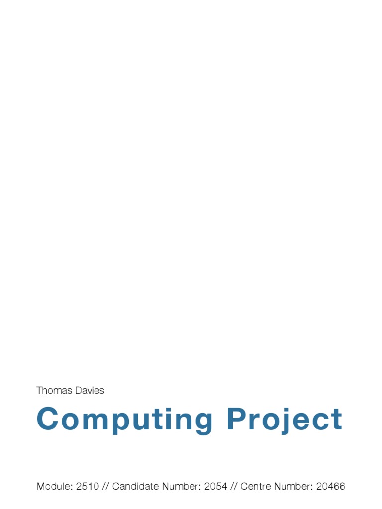 A-Level Computing Project | PDF | Macintosh | File Maker