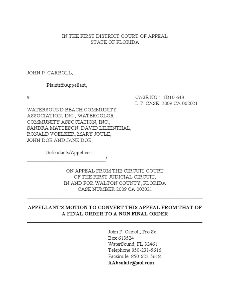 Appellants Motion To Convert Case To Non Final Order | PDF | Law Clerk ...