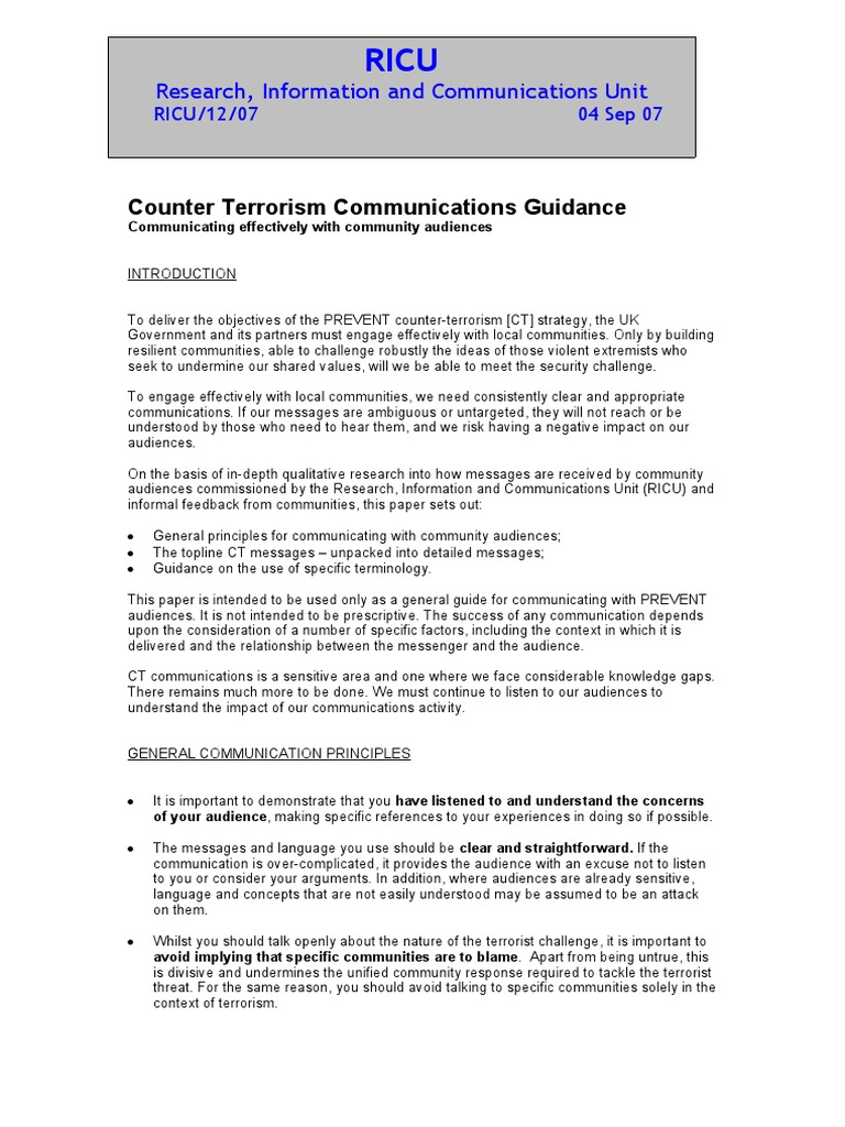 Counter-Terrorism Community Engagement Guide | PDF | Extremism ...