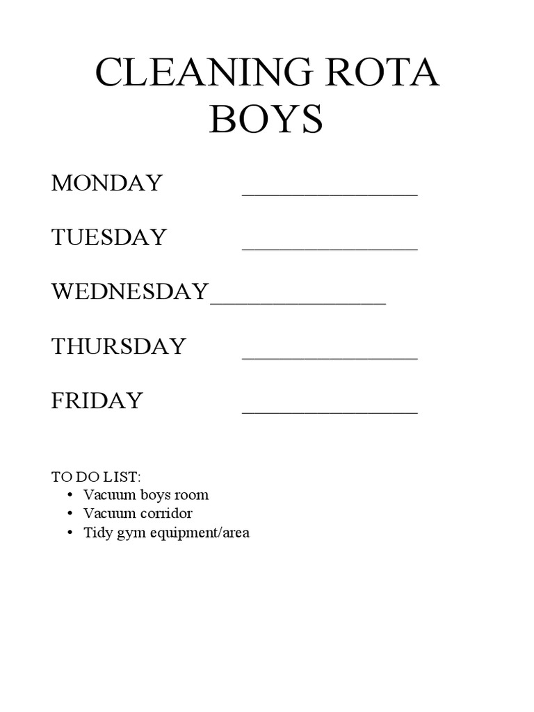 School Cleaning Rota Schedule | PDF