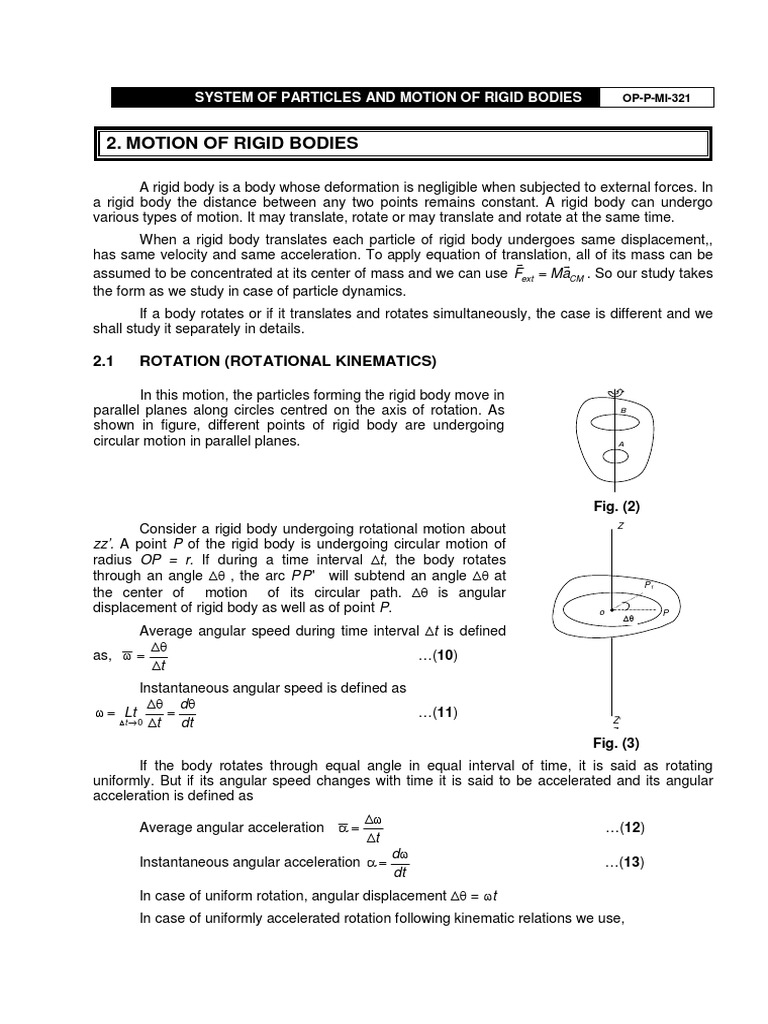 Understanding the Fundamentals of Rigid Body Motion | PDF | Rotation ...