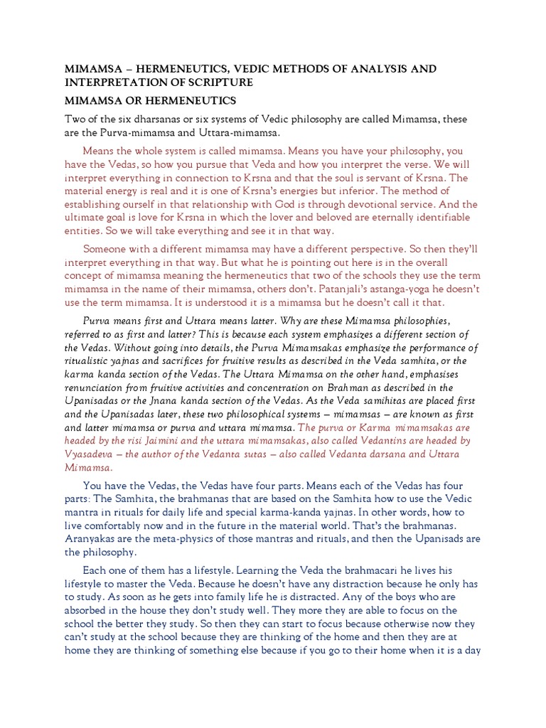 Mimamsa - Hermeneutics | PDF | Vedanta | Vedas