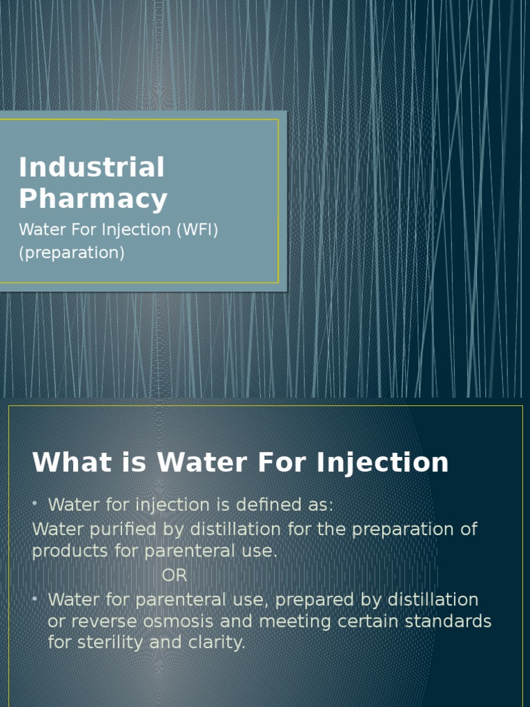 Water for Injection Preparation Methods | PDF | Purified Water | Ion ...