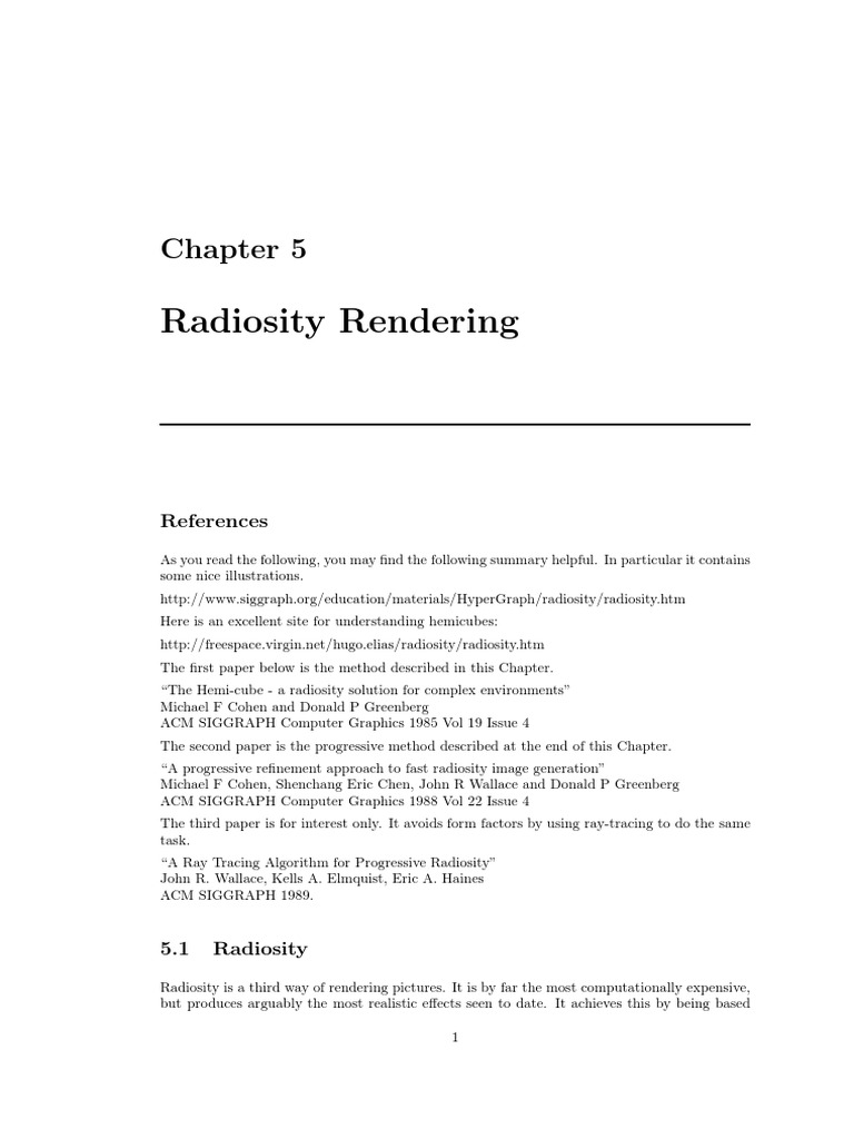 Radiosity Rendering: References | PDF | Rendering (Computer Graphics) | Mathematical Analysis