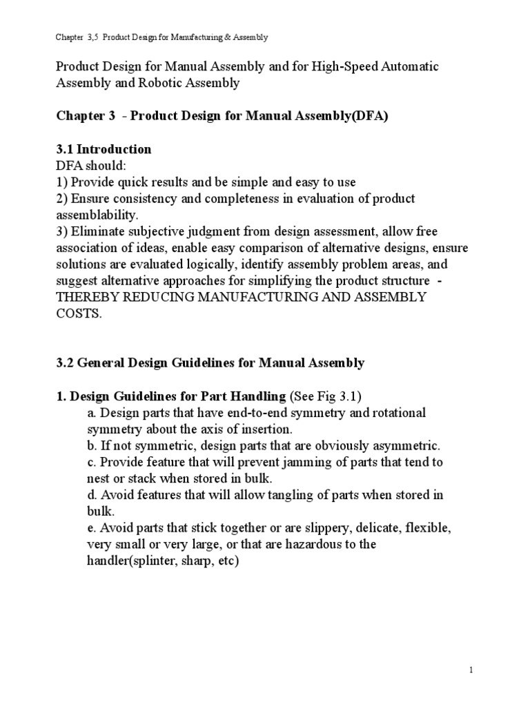 Product Design for Assembly Guidelines | PDF | Asymmetry | Symmetry