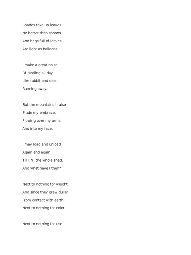 Robert Frost, Gathering Leaves | PDF