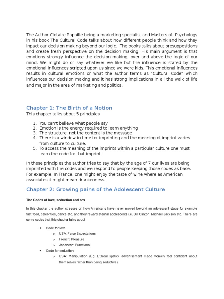 Book Review The Culture Code | PDF | Adolescence | Emotions