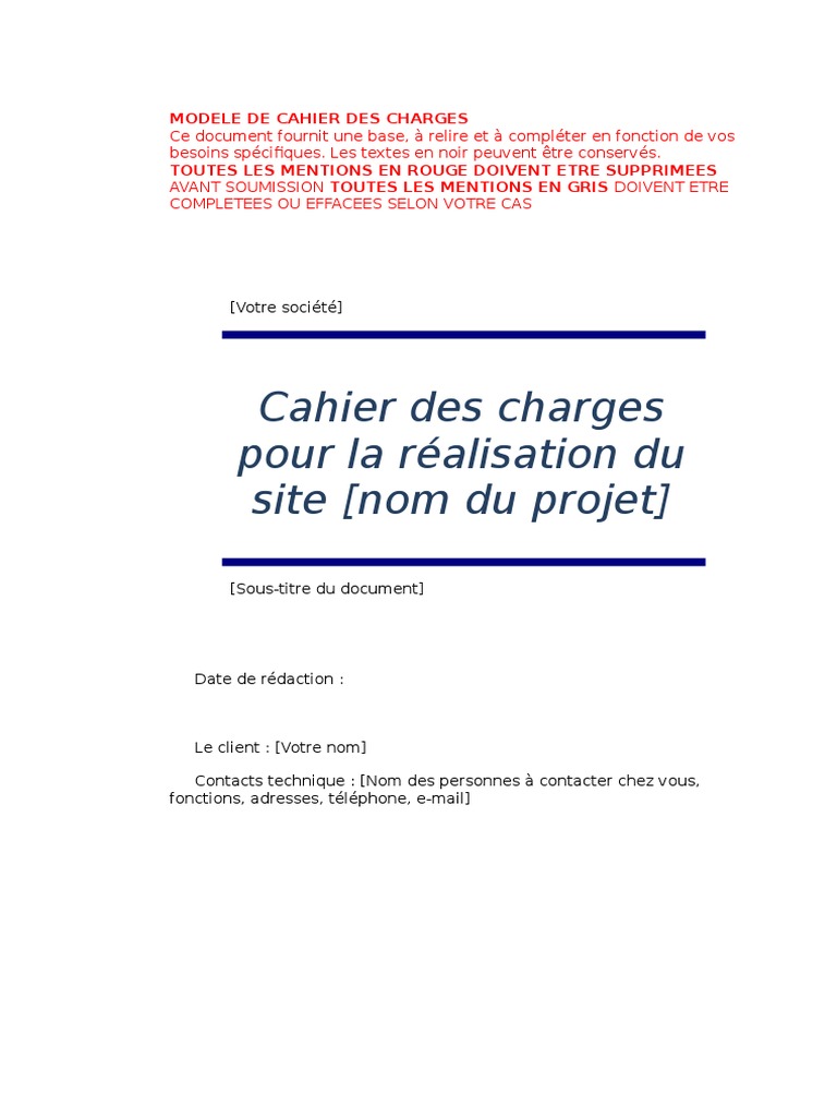 Modele Cahier de Charge | PDF
