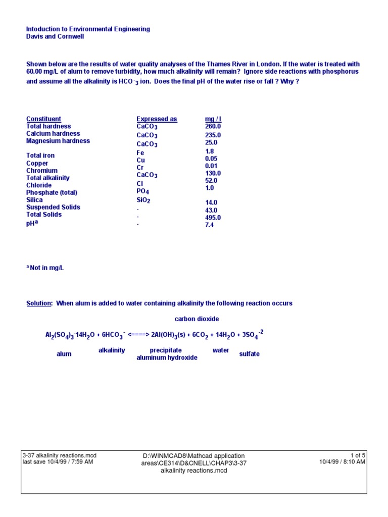 Alum Reaction | PDF | Alkalinity | Chemical Elements