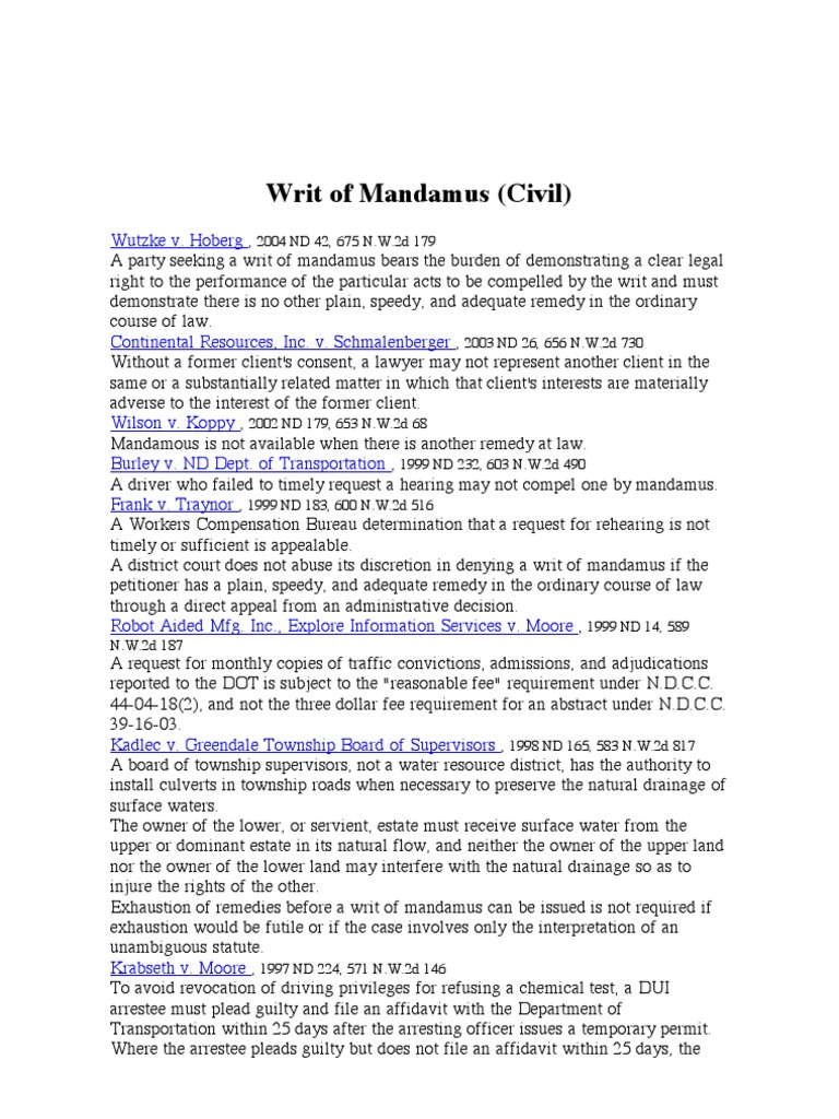 Writ of Mandamus (Civil) | Download Free PDF | Mandamus | Government