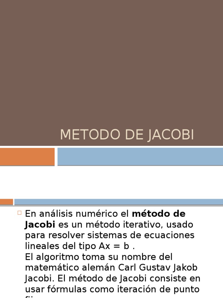 Método de Jacobi en Análisis Numérico | PDF