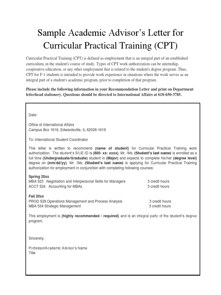 CPT Example Letter | PDF