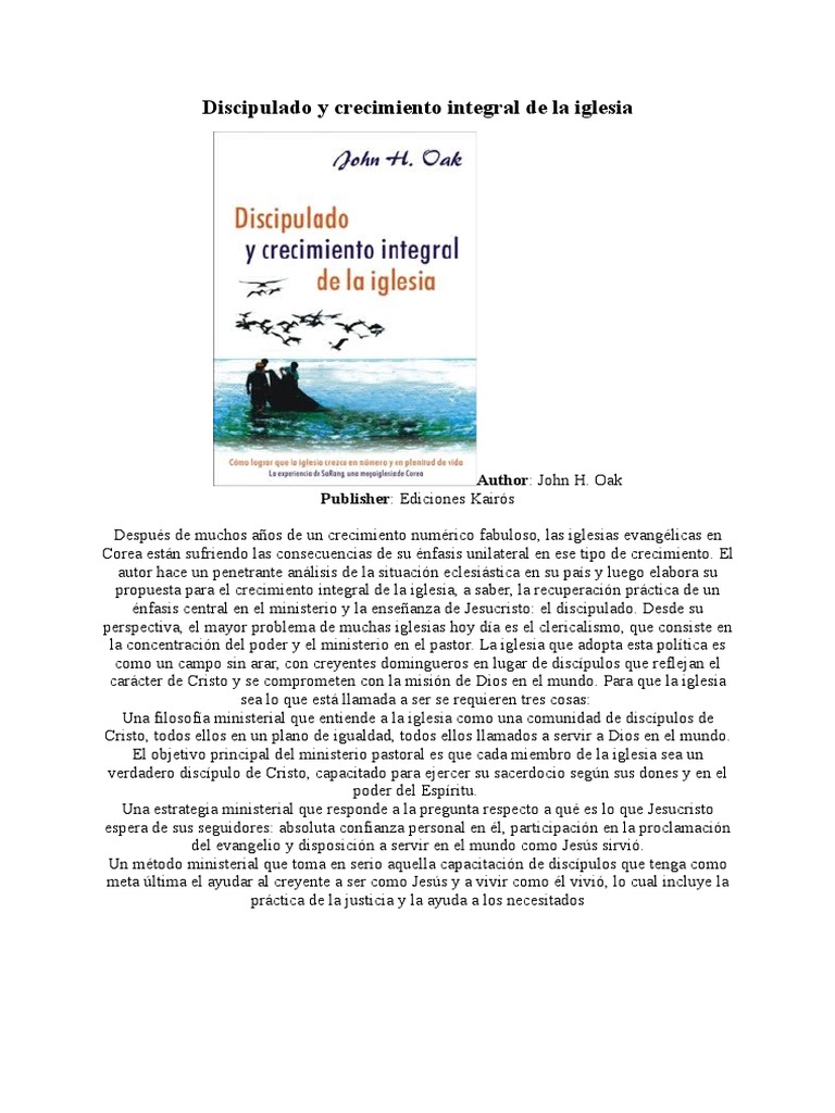 Discipulado y Crecimiento Integral de La Iglesia | PDF